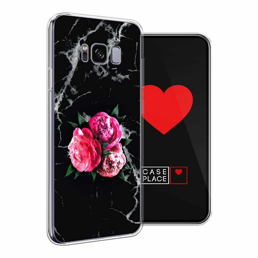 Чехол на Samsung Galaxy S8 + / Самсунг Галакси С8 Плюс с принтом "Букет на черном мраморе" — фото 1
