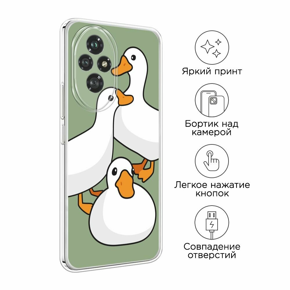 Силиконовый чехол на Honor 200 / Хонор 200 с принтом "Утиное трио" — фото 1