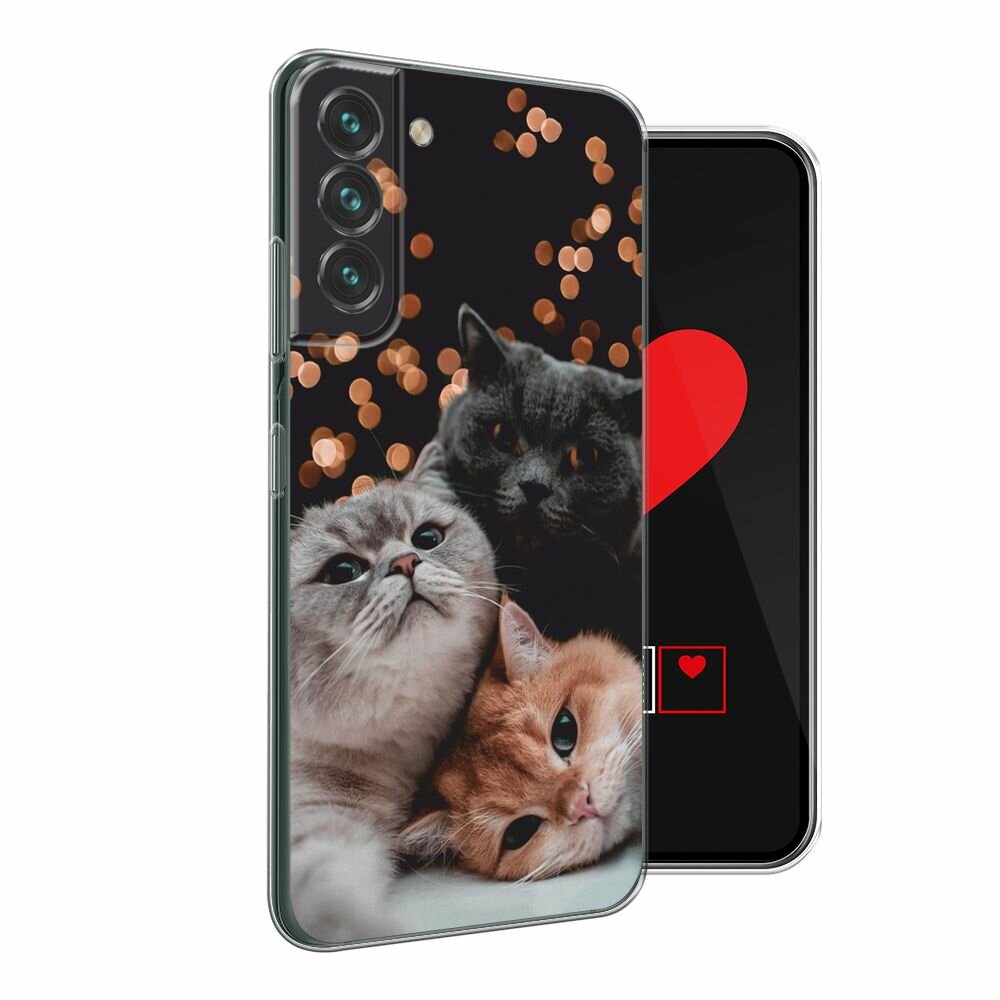 Чехол на Samsung Galaxy S22 / Самсунг Галакси S22 с принтом "Кошачьи обнимашки" — фото 1