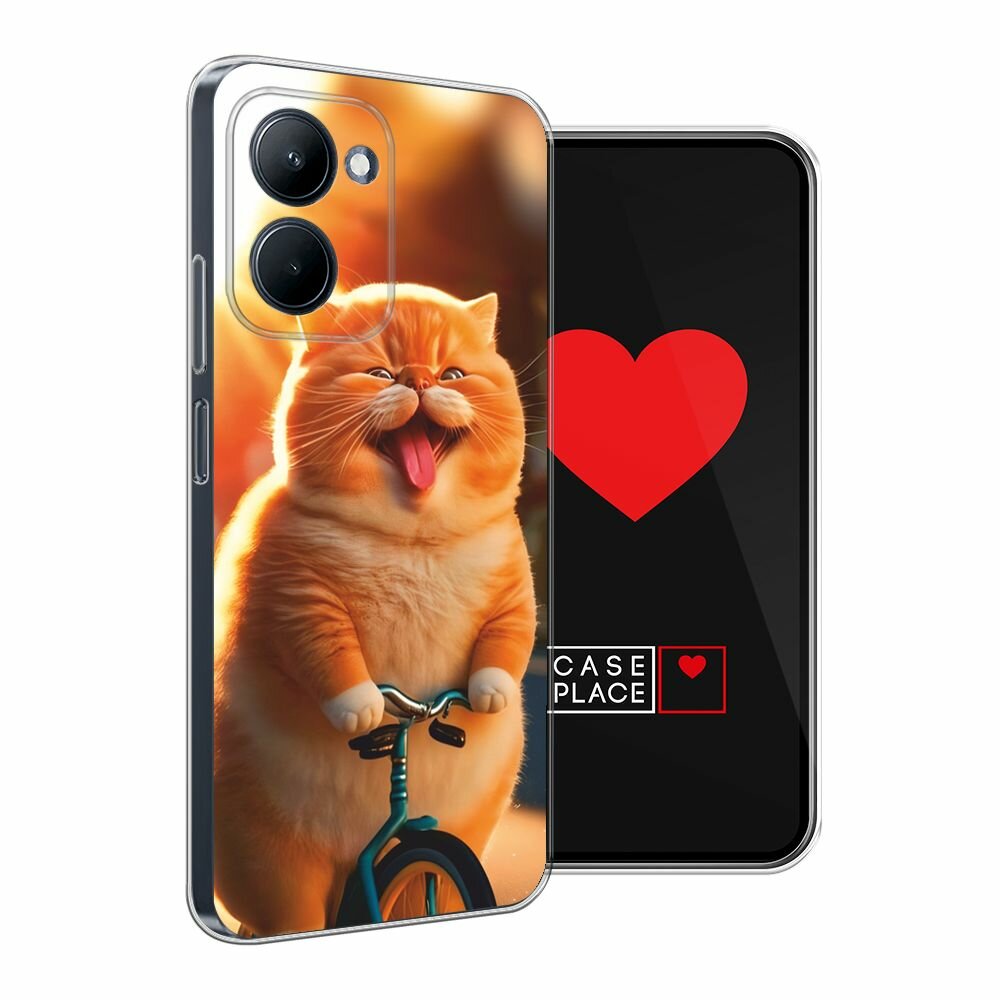 Силиконовый чехол на Realme C33 / Реалми С33 с принтом "Кот на велике" — фото 1