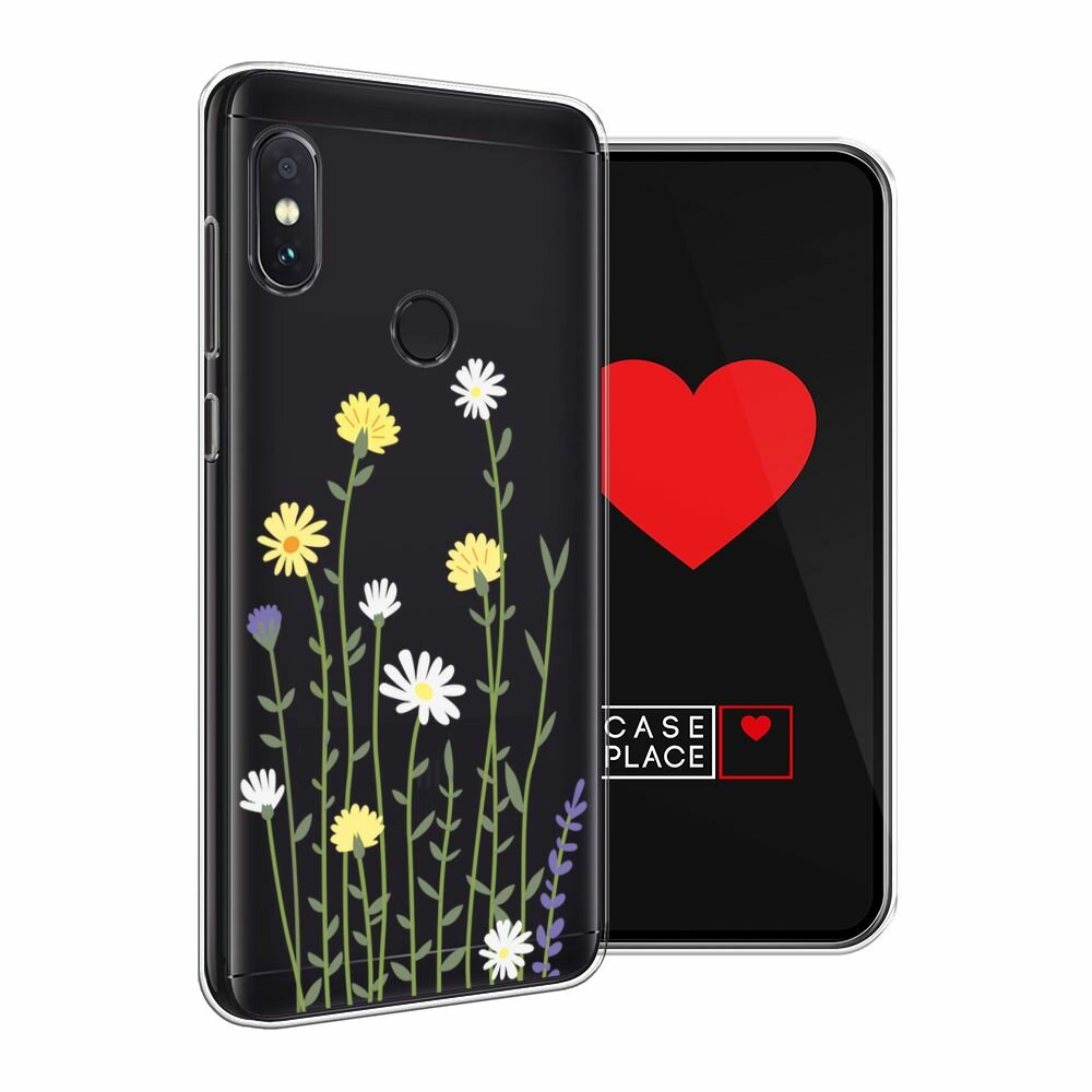 Чехол на Xiaomi Redmi Note 5/Note 5 Pro / Сяоми Редми Нот 5/Нот 5 Про с принтом "Пучок полевых цветов", прозрачный — фото 1
