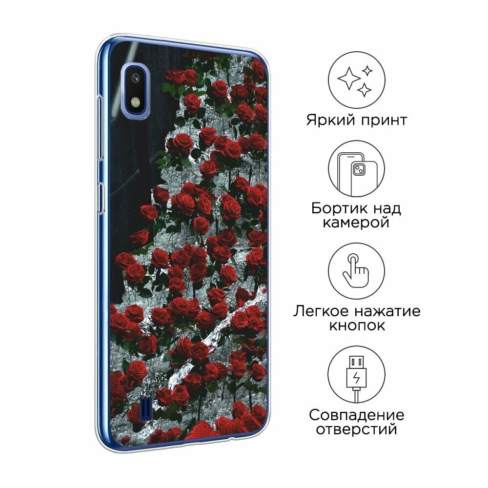Чехол на Samsung Galaxy A10 / Самсунг Галакси А10 с принтом Цветущие алые розы — фото 1
