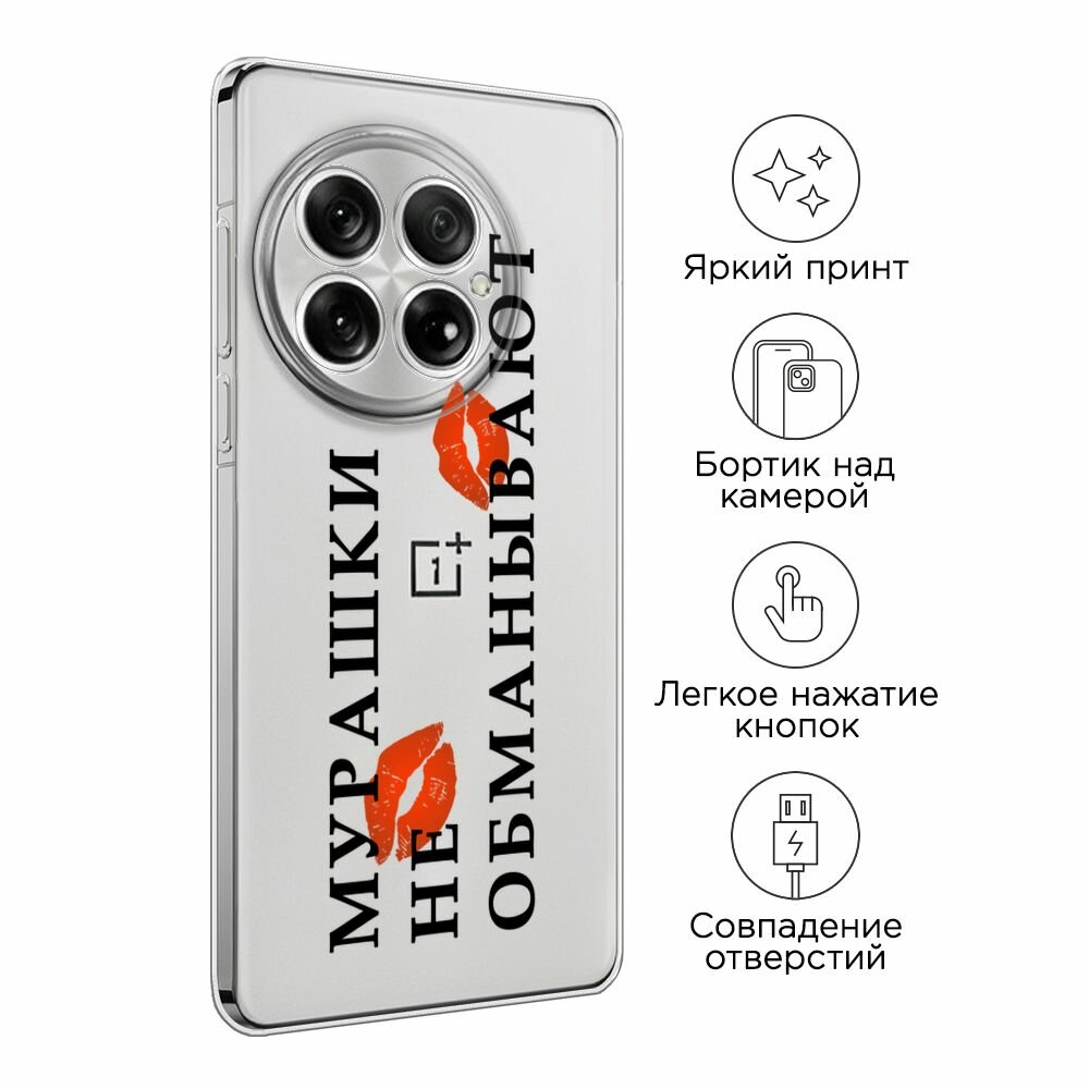 Чехол на OnePlus 13 / Ван Плас 13 с принтом "Мурашки не обманывают 1 - 14 февраля", прозрачный — фото 1