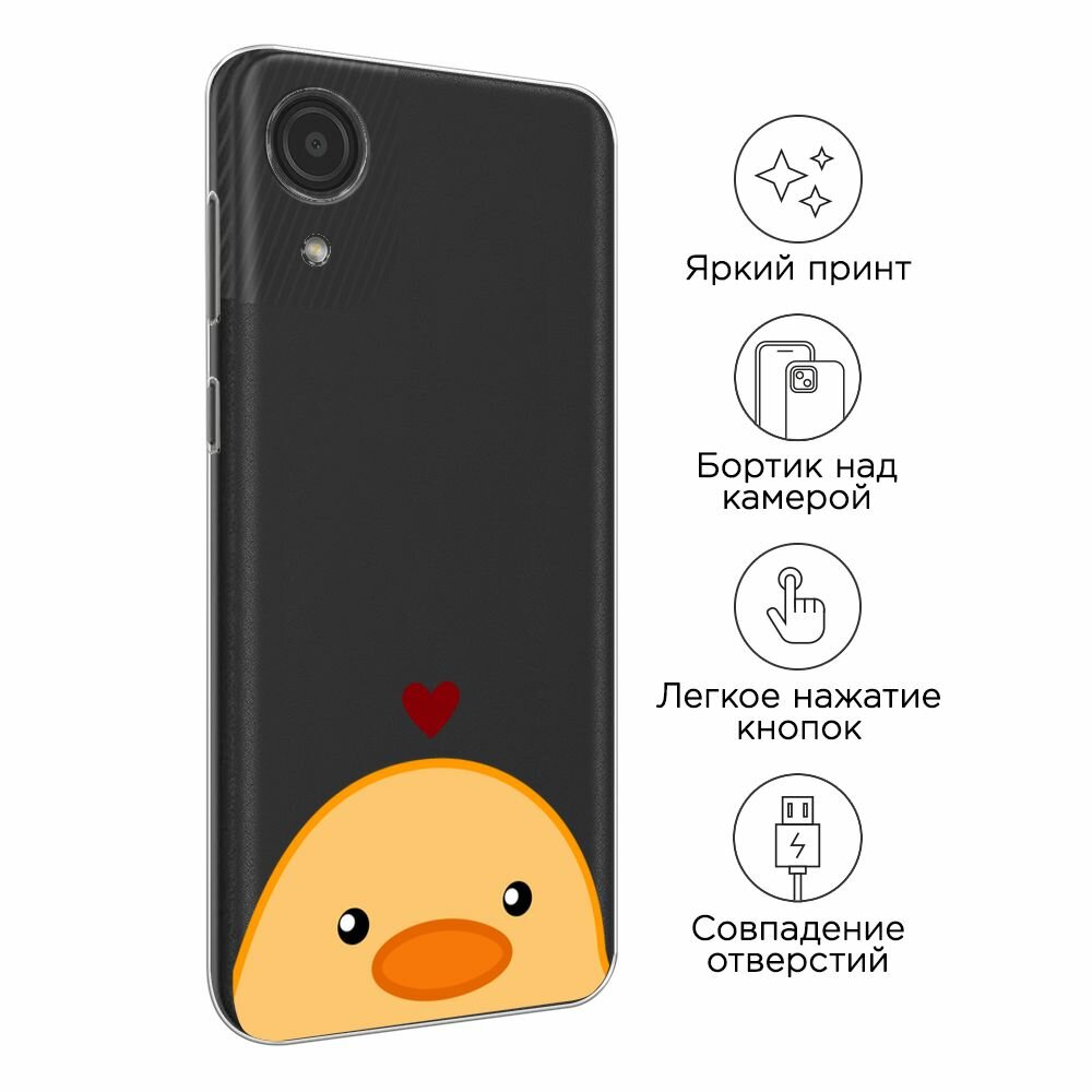 Чехол на Samsung Galaxy A03 Core / Самсунг Галакси А03 Core с принтом "Влюблённая уточка - 14 февраля", прозрачный — фото 1