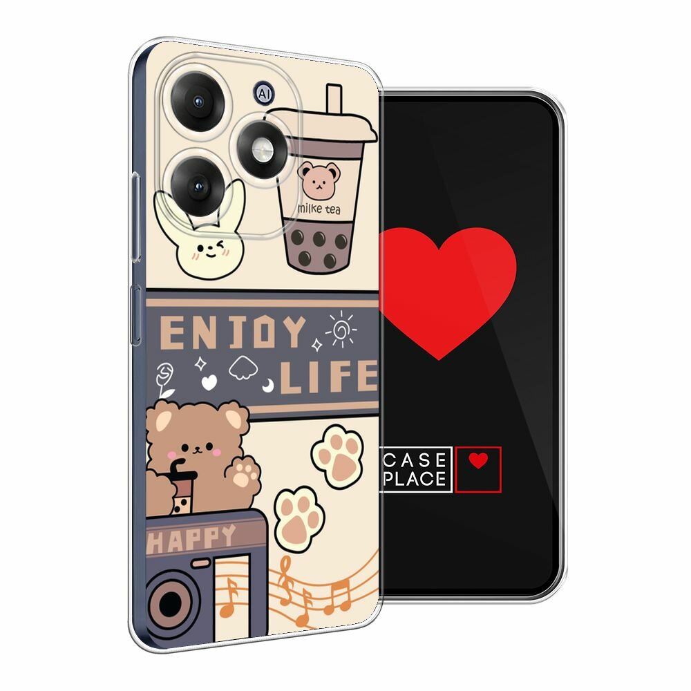 Силиконовый чехол на Itel A70 / Ител А70 с принтом "Enjoy life 1" — фото 1