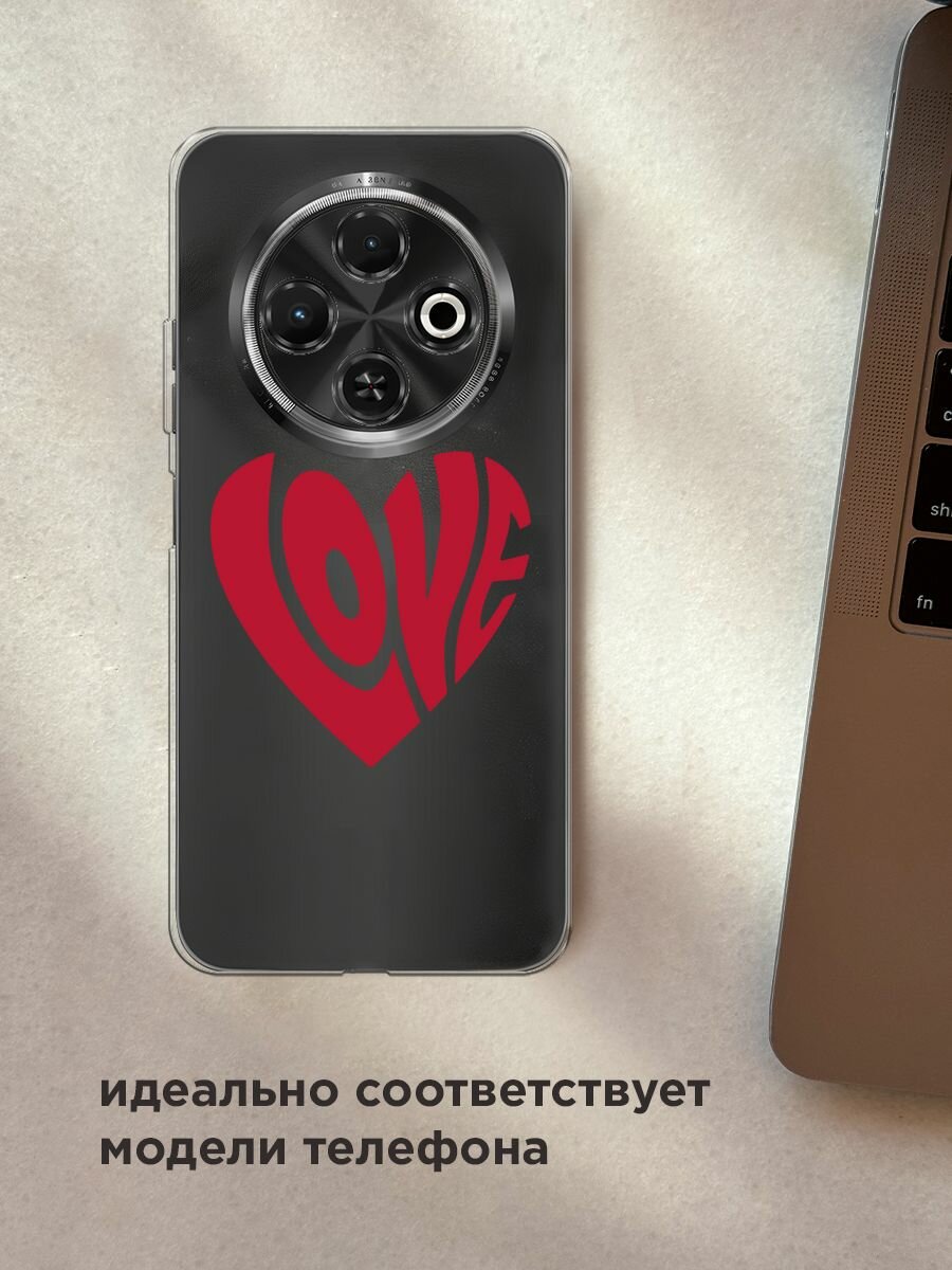 Чехол на Tecno Spark 30C / Текно Спарк 30C с принтом "Love heart 2 - 14 февраля", прозрачный — фото 1
