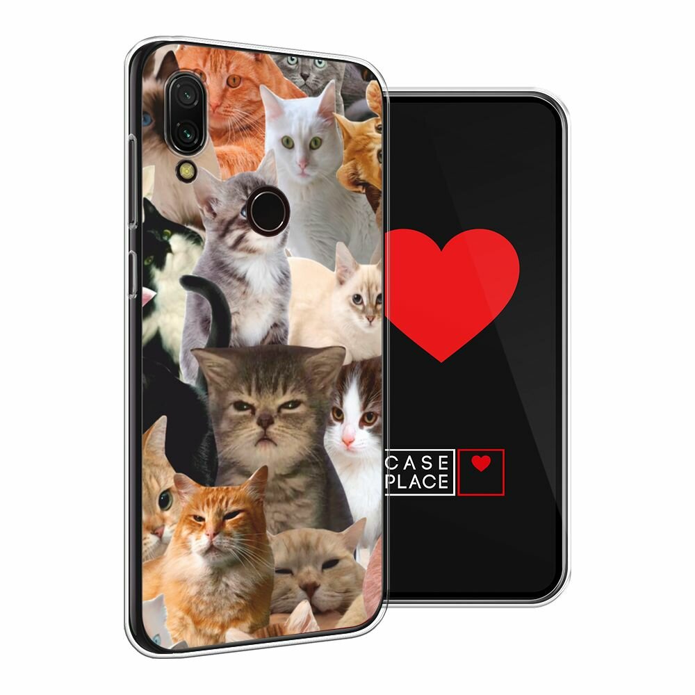 Чехол на Xiaomi Redmi 7 / Сяоми Редми 7 с принтом "Коты из мемов" — фото 1