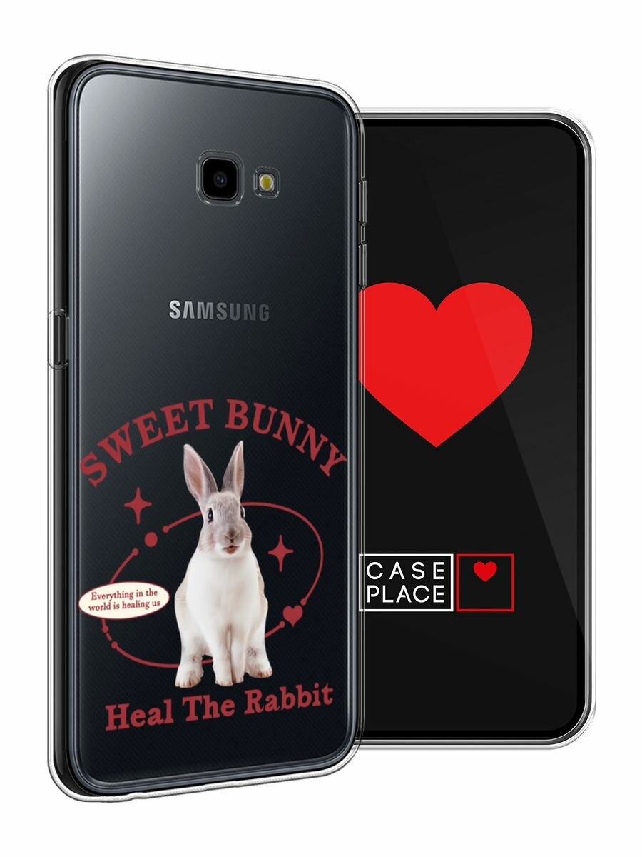 Чехол на Samsung Galaxy J4 Plus 2018 / Самсунг J4 Plus 2018 с принтом "Heal the rabbit", прозрачный — фото 1