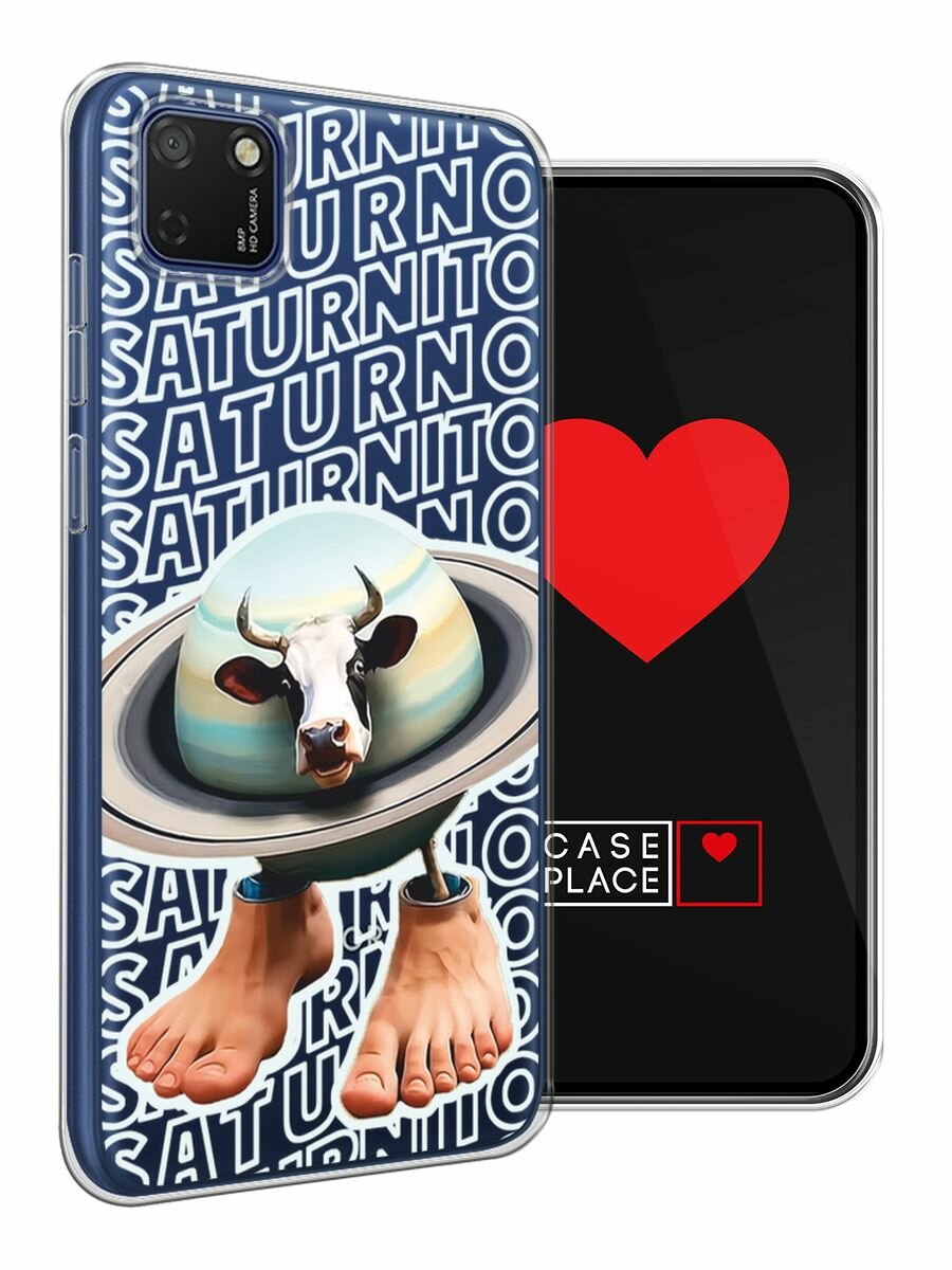 Чехол на Honor 9S/Huawei Y5p / Хонор 9S/Хуавей Y5p с принтом "Сатурнито сатурно 2", прозрачный — фото 1