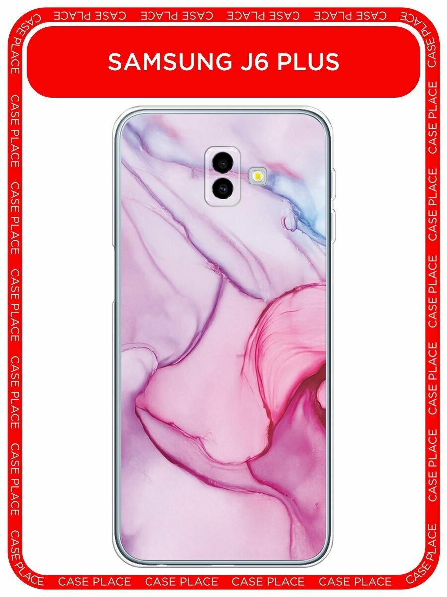 Чехол на Samsung Galaxy J6 + / Самсунг Галакси J6 Плюс 2018 с принтом "Розовые мраморные разводы"