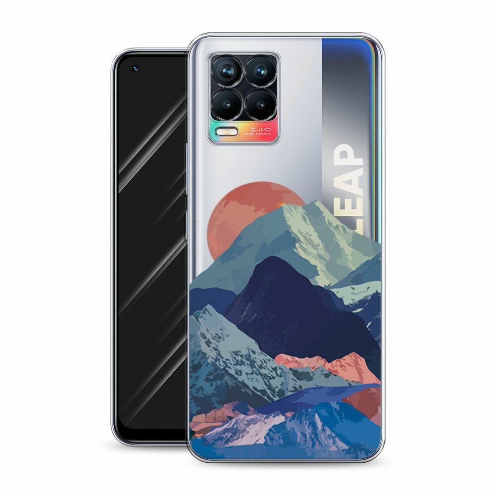 Чехол на Realme 8/8 Pro / Реалми 8/8 Про с принтом "Закат в снежных горах", прозрачный — фото 1