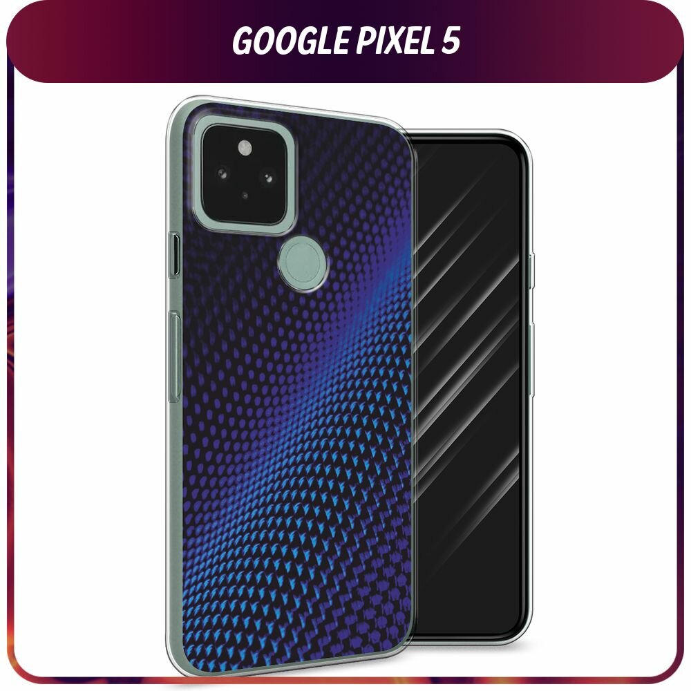 Чехол на Google Pixel 5 / Гугл Пиксель 5 с принтом "Синий карбон"