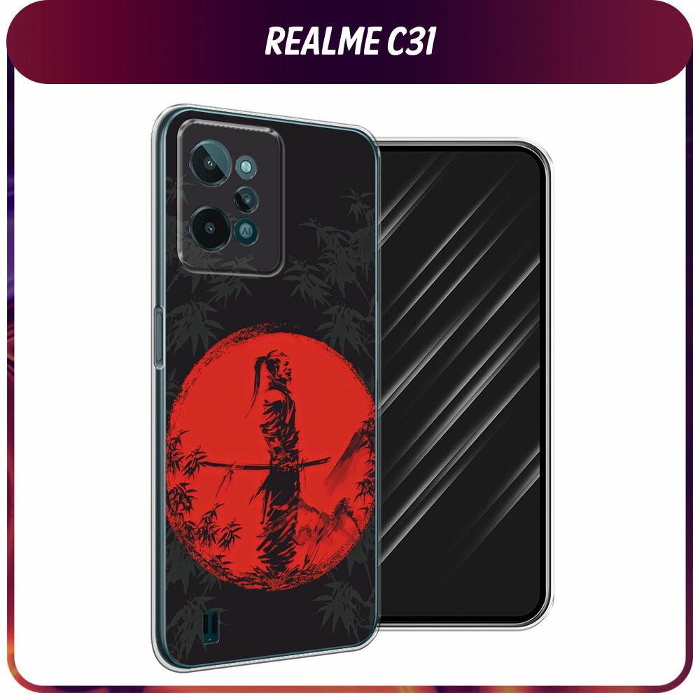 Чехол на Realme C31 / Реалми C31 с принтом "Самурай на красном фоне"