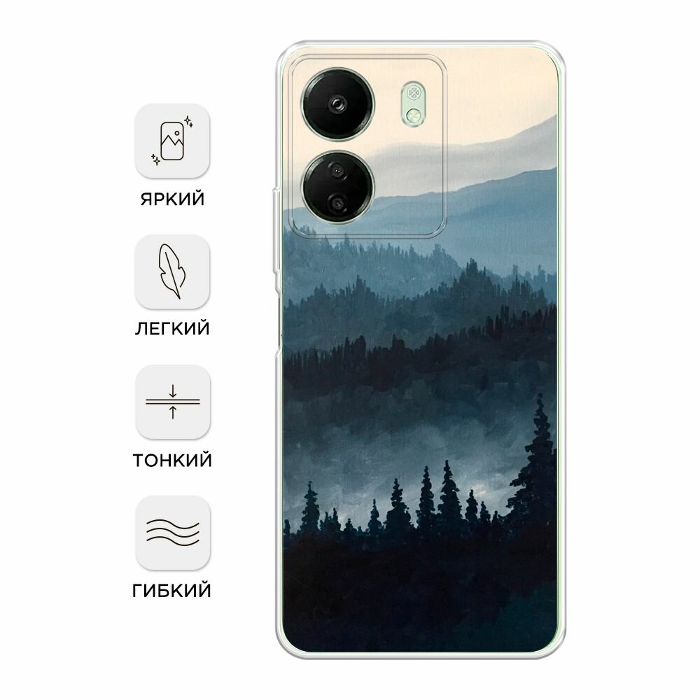 Чехол на Xiaomi Redmi 13C/Poco C65 / Сяоми Редми 13C/Поко С65 с принтом "Туманные горы" — фото 1