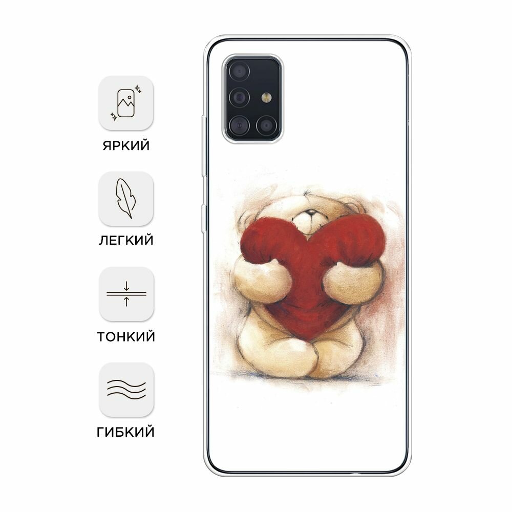 Чехол на Samsung Galaxy A51 / Самсунг Гэлакси А51 с принтом "Мишка с сердцем 1" — фото 1