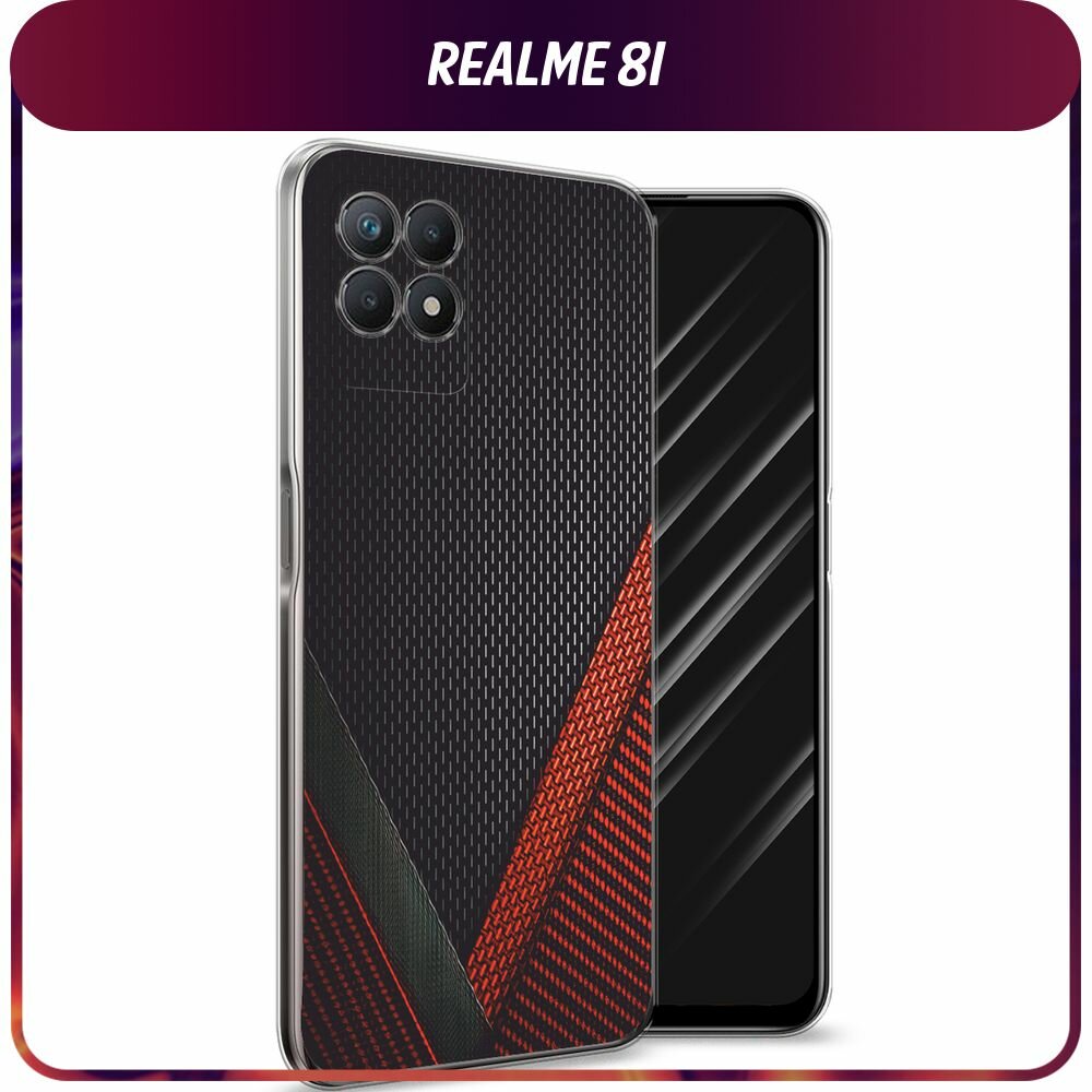 Силиконовый чехол на Realme 8i / Реалми 8i с принтом "Красный карбон"