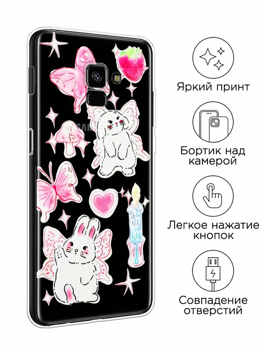 Чехол на Samsung Galaxy A8 + / Самсунг Галакси А8 Плюс 2018 с принтом "Феи-кролики", прозрачный — фото 1