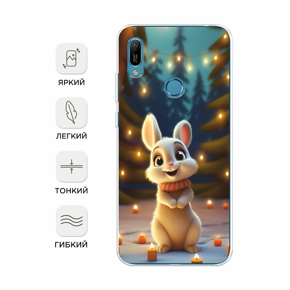 Чехол на Honor 8A/8A Pro/Huawei Y6s/Y6 2019 / Хонор 8А с принтом "Кролик среди свечей" — фото 1