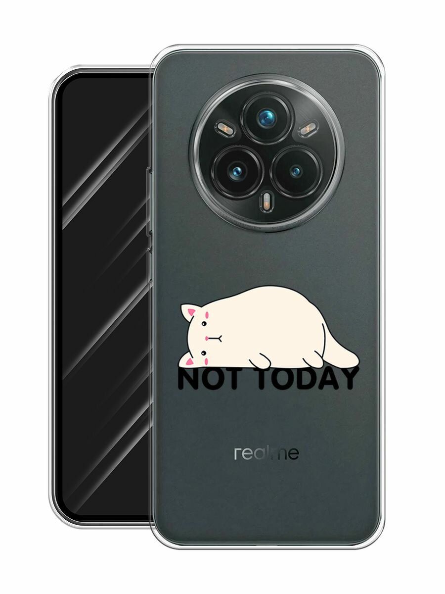 Чехол на Realme 14 Pro / Реалми 14 Про с принтом "Cat not today", прозрачный — фото 1