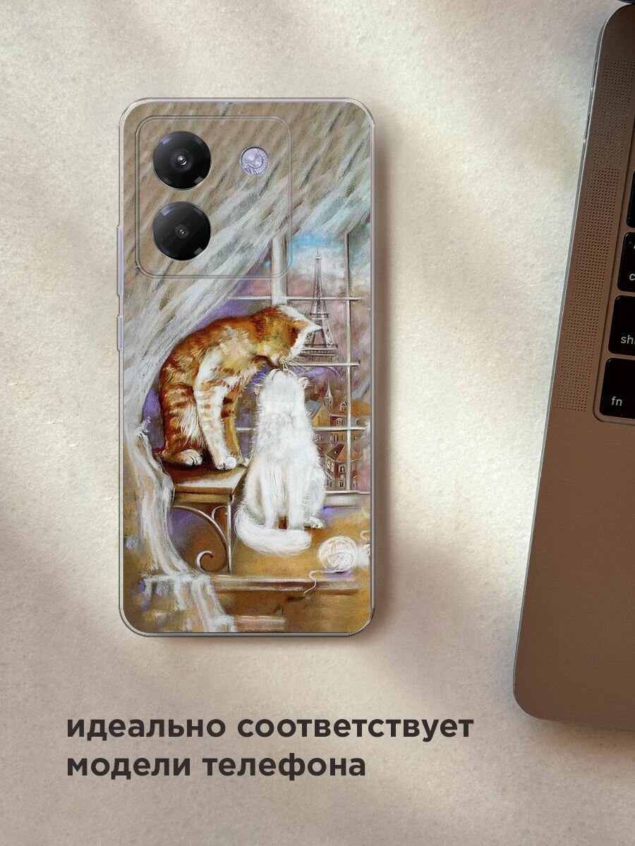 Чехол на Poco M7 Pro / Поко М7 Про с принтом "Влюбленные котики 1" — фото 1