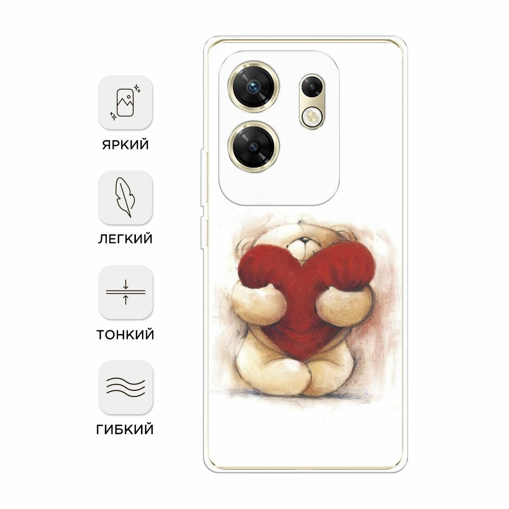 Чехол на Infinix Zero 30 4G / Инфиникс Зеро 30 4G с принтом "Мишка с сердцем 1" — фото 1