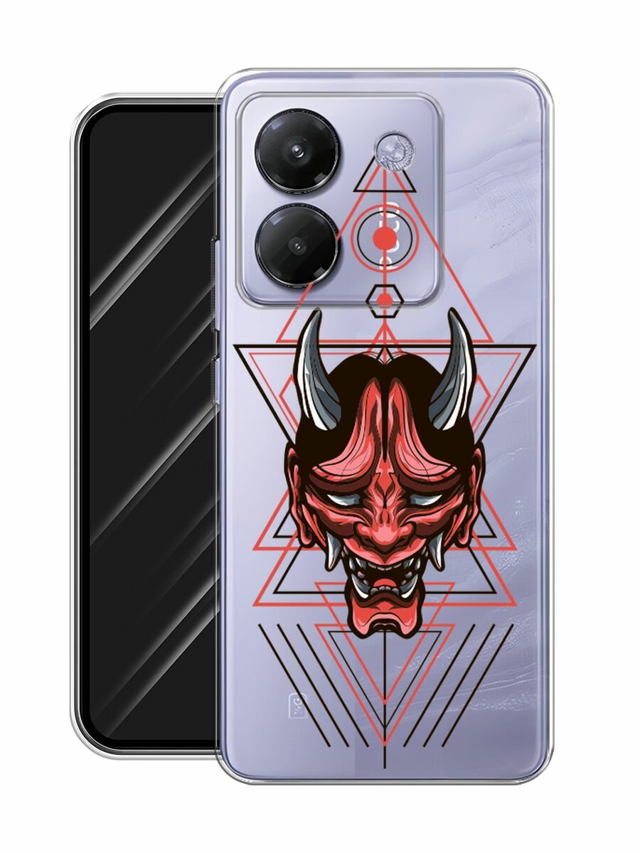 Чехол на Poco M7 Pro / Поко М7 Про с принтом Hanya Oni mask, прозрачный — фото 1