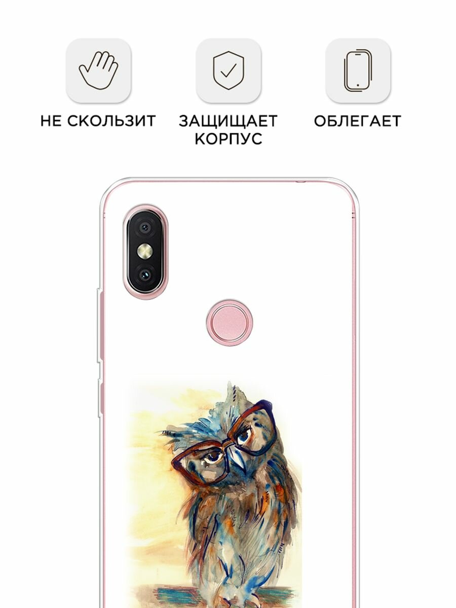 Чехол на Xiaomi Redmi S2 (Redmi Y2) / Сяоми Редми С2 (Редми Y2) с принтом сова эскиз — фото 1