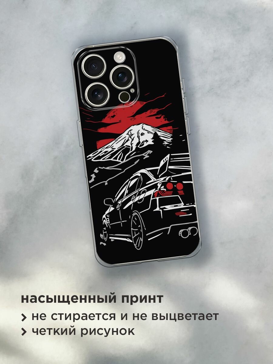 Чехол на Apple iPhone 16 Pro / Айфон 16 Про с принтом "Машина в горах JDM" — фото 1