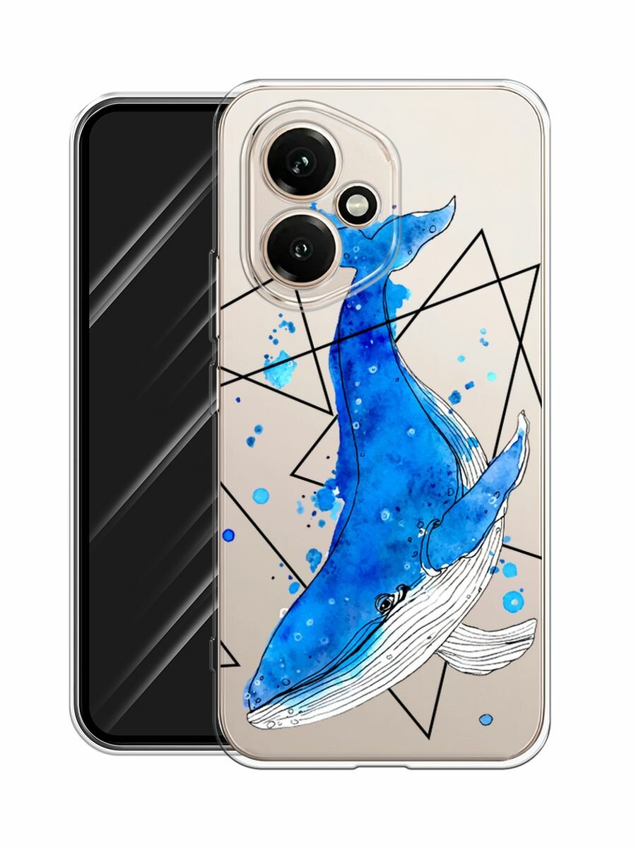 Чехол на Honor 400 / Хонор 400 с принтом "Кит графика", прозрачный — фото 1