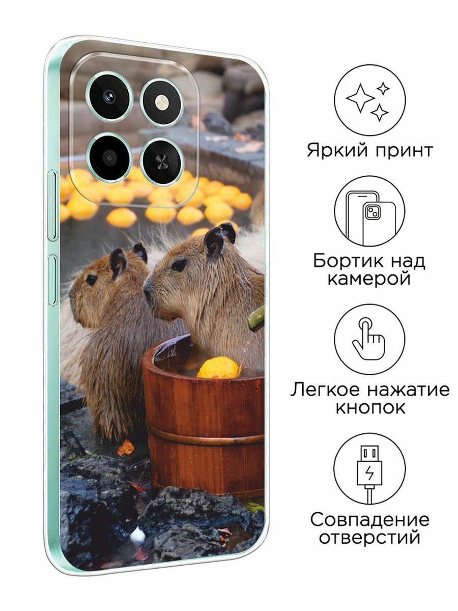 Чехол на Honor X6c / Хонор X6c с принтом "Капибары отмокают" — фото 1