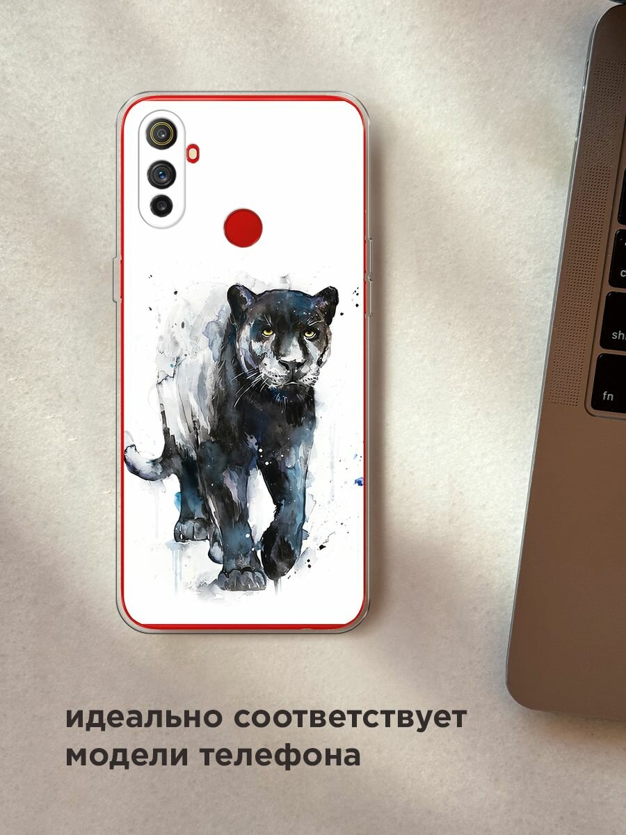 Силиконовый чехол на Realme C3 / Реалми C3 с принтом "Пантера арт 3" — фото 1