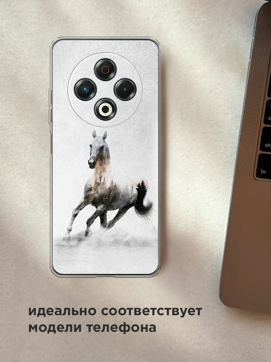 Чехол на Tecno Spark 30 / Текно Спарк 30 с принтом "Лошадь лес" — фото 1