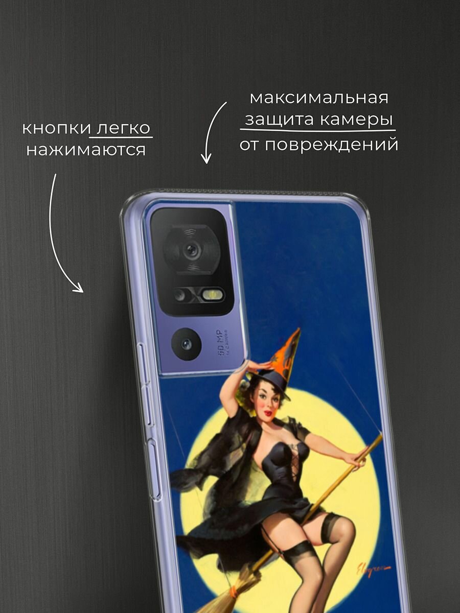 Силиконовый чехол на TCL 40 SE / ТСЛ 40 SE с принтом "Pin-Up Witch" — фото 1