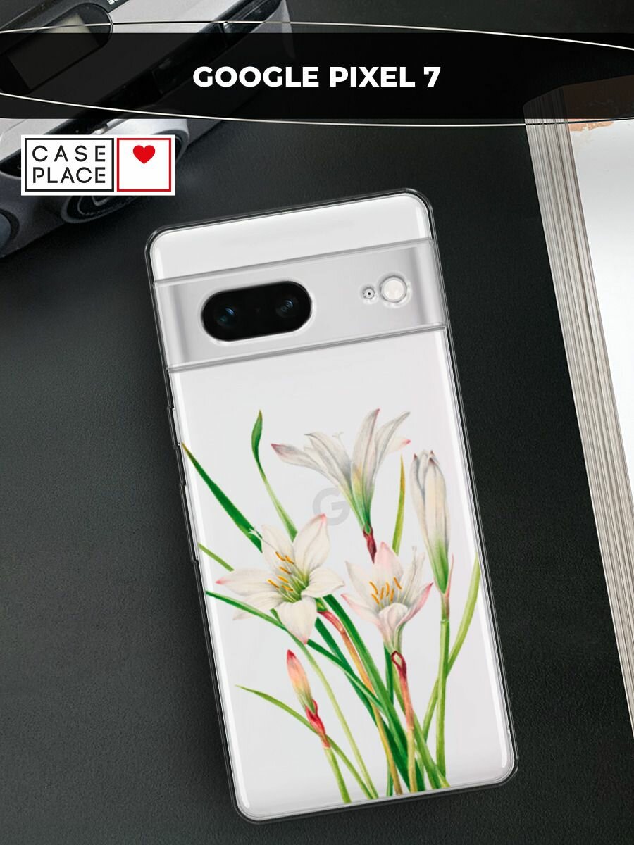 Чехол на Google Pixel 7 / Гугл Пиксель 7 с принтом "White lily", прозрачный