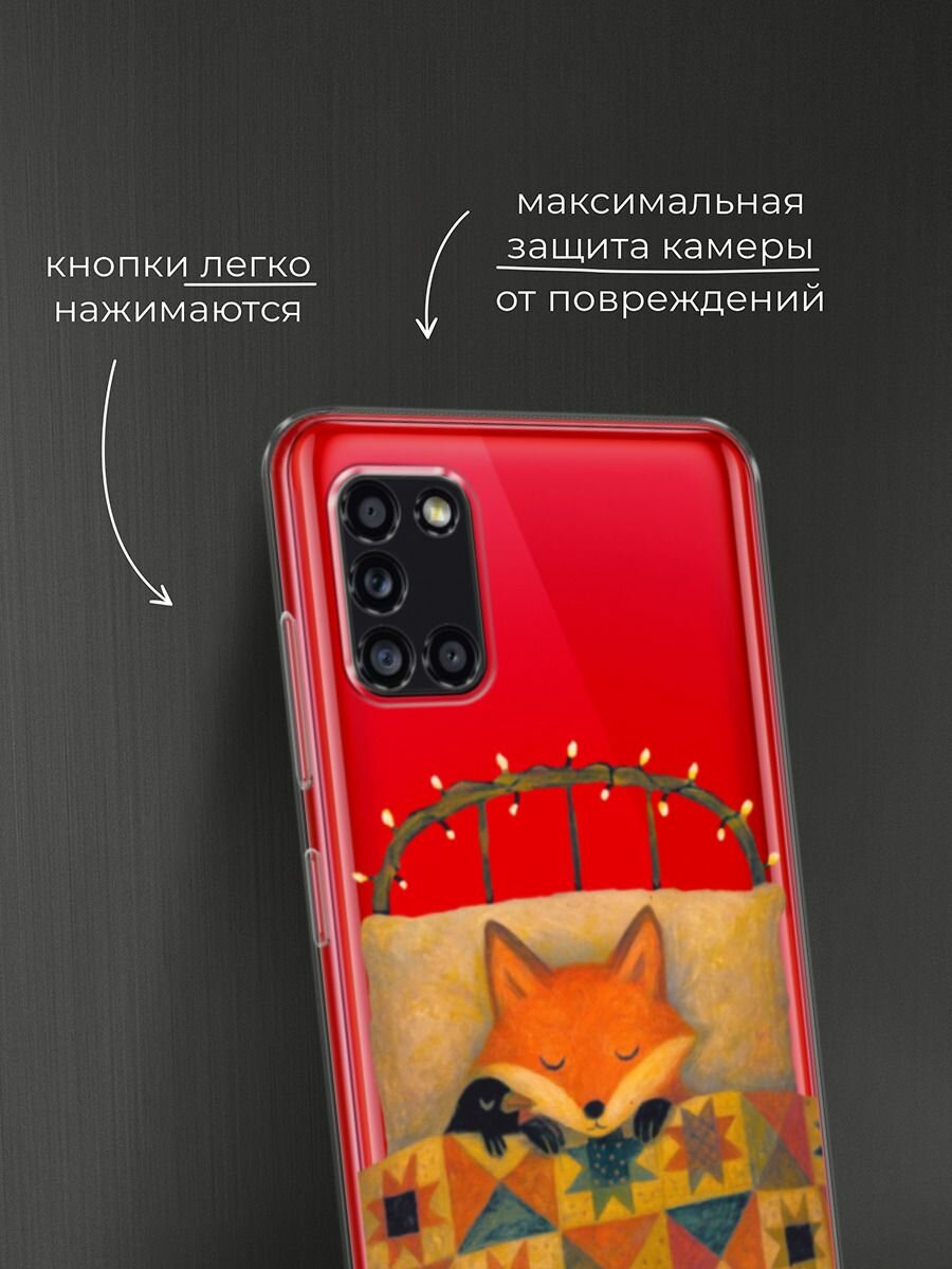 Чехол на Samsung Galaxy A31 / Самсунг Галакси А31 с принтом "Лисичка спит", прозрачный — фото 1