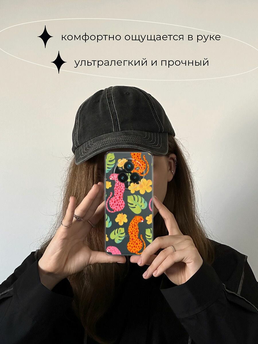 Чехол на Realme 14 Pro / Реалми 14 Про с принтом "Экзотика", прозрачный — фото 1