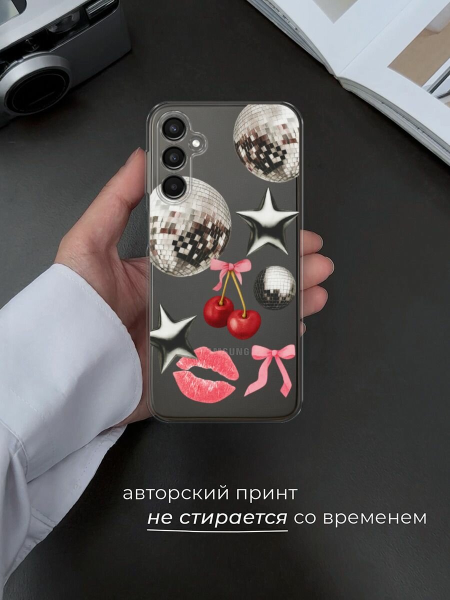 Чехол на Samsung Galaxy A24 / Самсунг Галакси A24 с принтом "Стильная подборка", прозрачный — фото 1