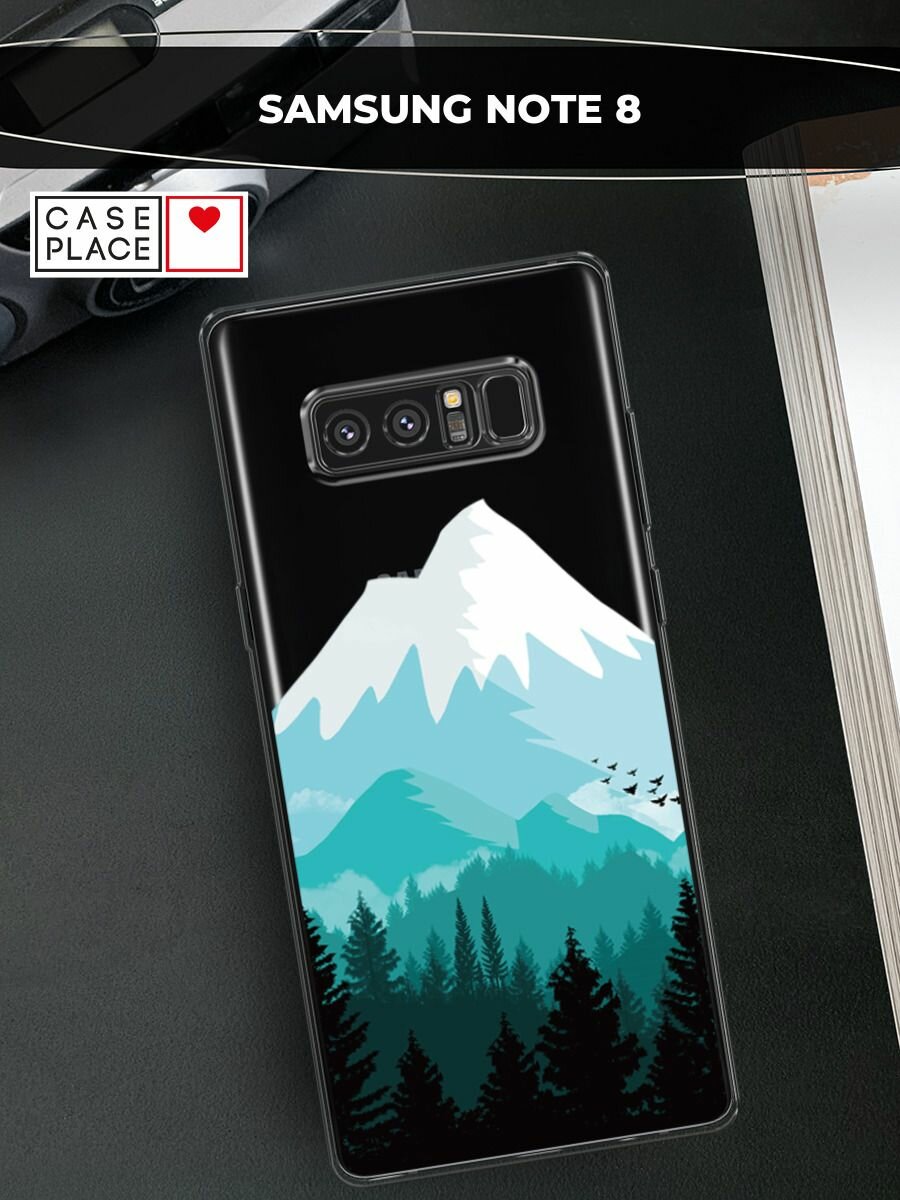 Чехол на Samsung Galaxy Note 8 / Самсунг Галакси Нот 8 с принтом "Синяя снежная гора", прозрачный