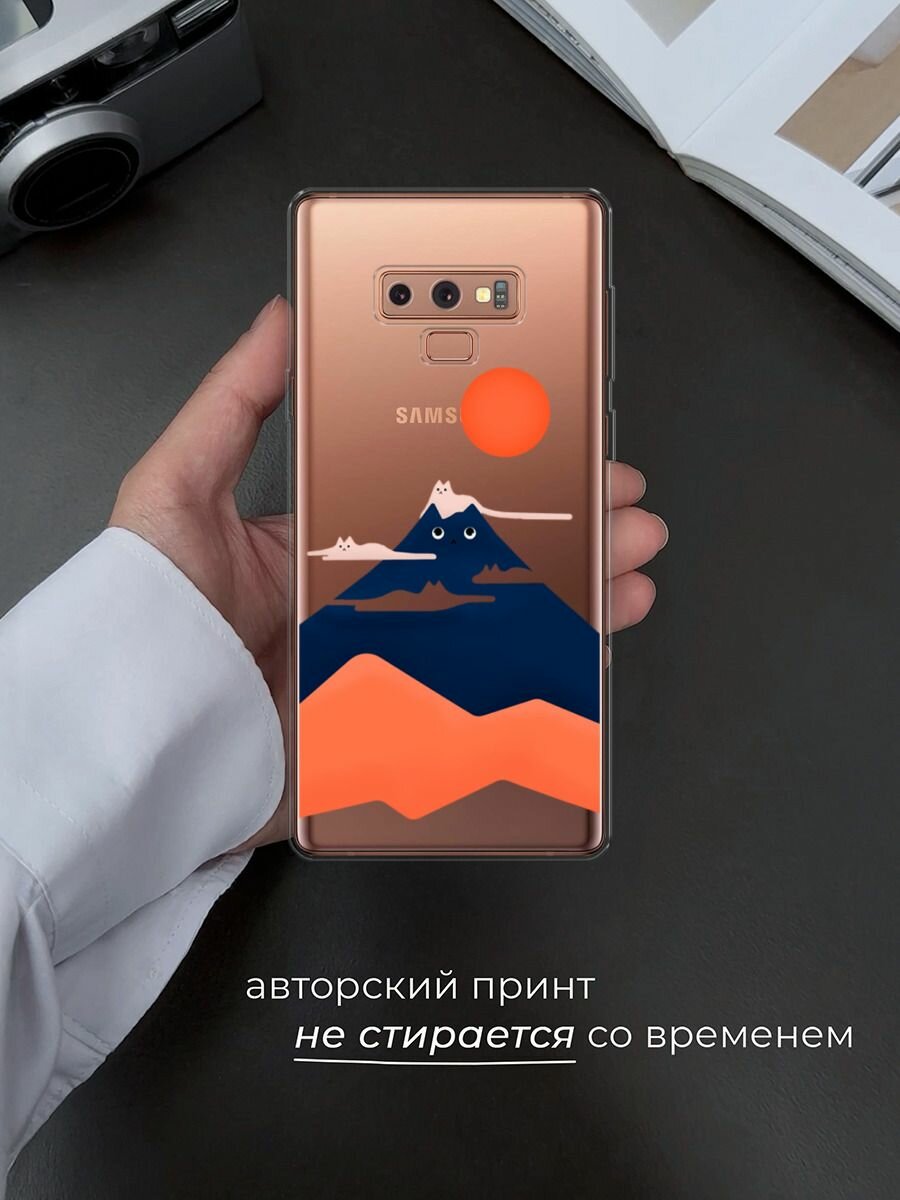 Чехол на Samsung Galaxy Note 9 / Самсунг Галакси Нот 9 с принтом "Кот-гора", прозрачный — фото 1