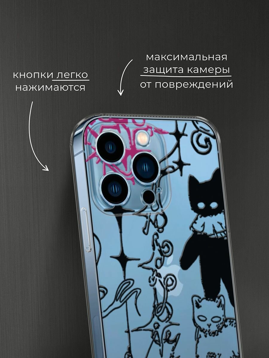 Чехол на Apple iPhone 13 Pro / Айфон 13 Про с принтом "Готические котики" — фото 1