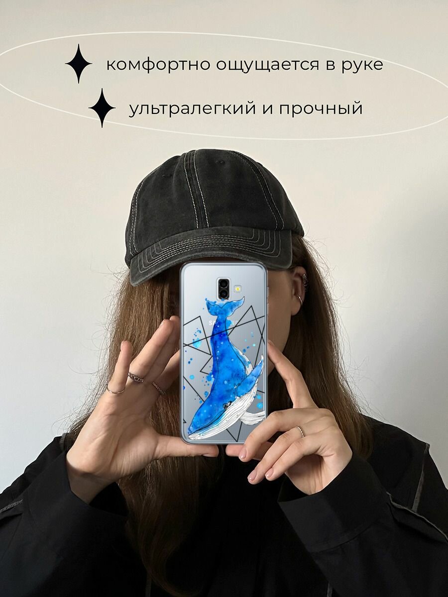 Чехол на Samsung Galaxy J6 + / Самсунг Галакси J6 Плюс 2018 с принтом "Кит графика", прозрачный — фото 1