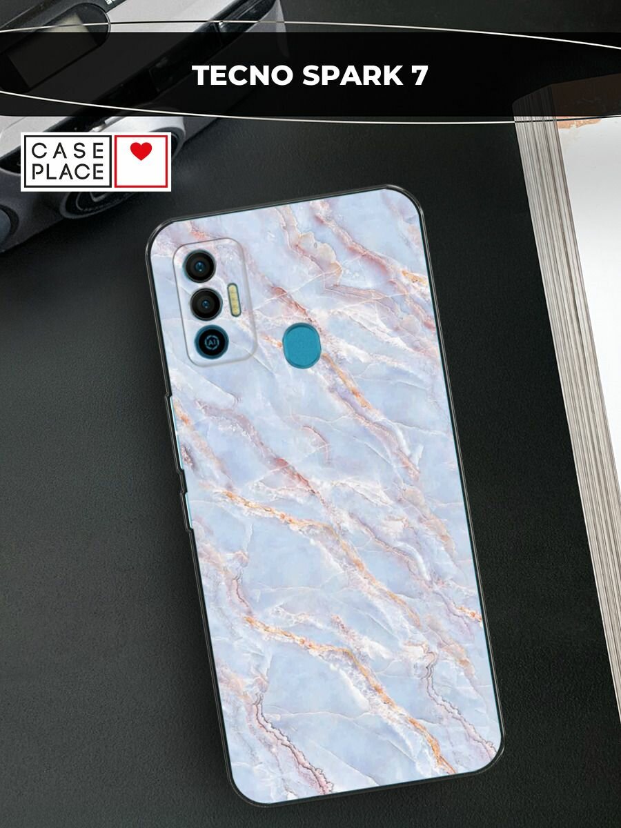Чехол на Tecno Spark 7 / Техно Спарк 7 с принтом "Сиреневый мрамор"
