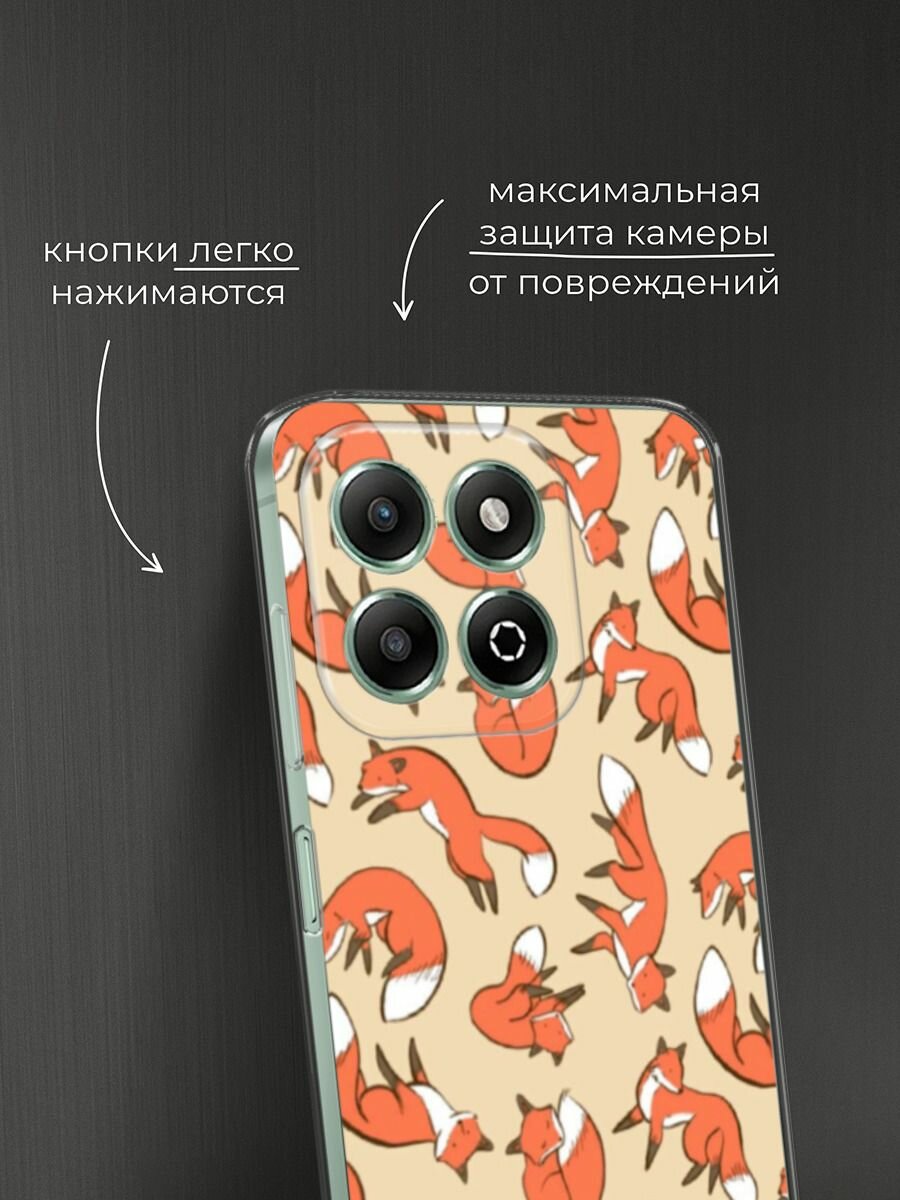 Силиконовый чехол на Honor X6b / Хонор X6b с принтом "Лисички фон" — фото 1