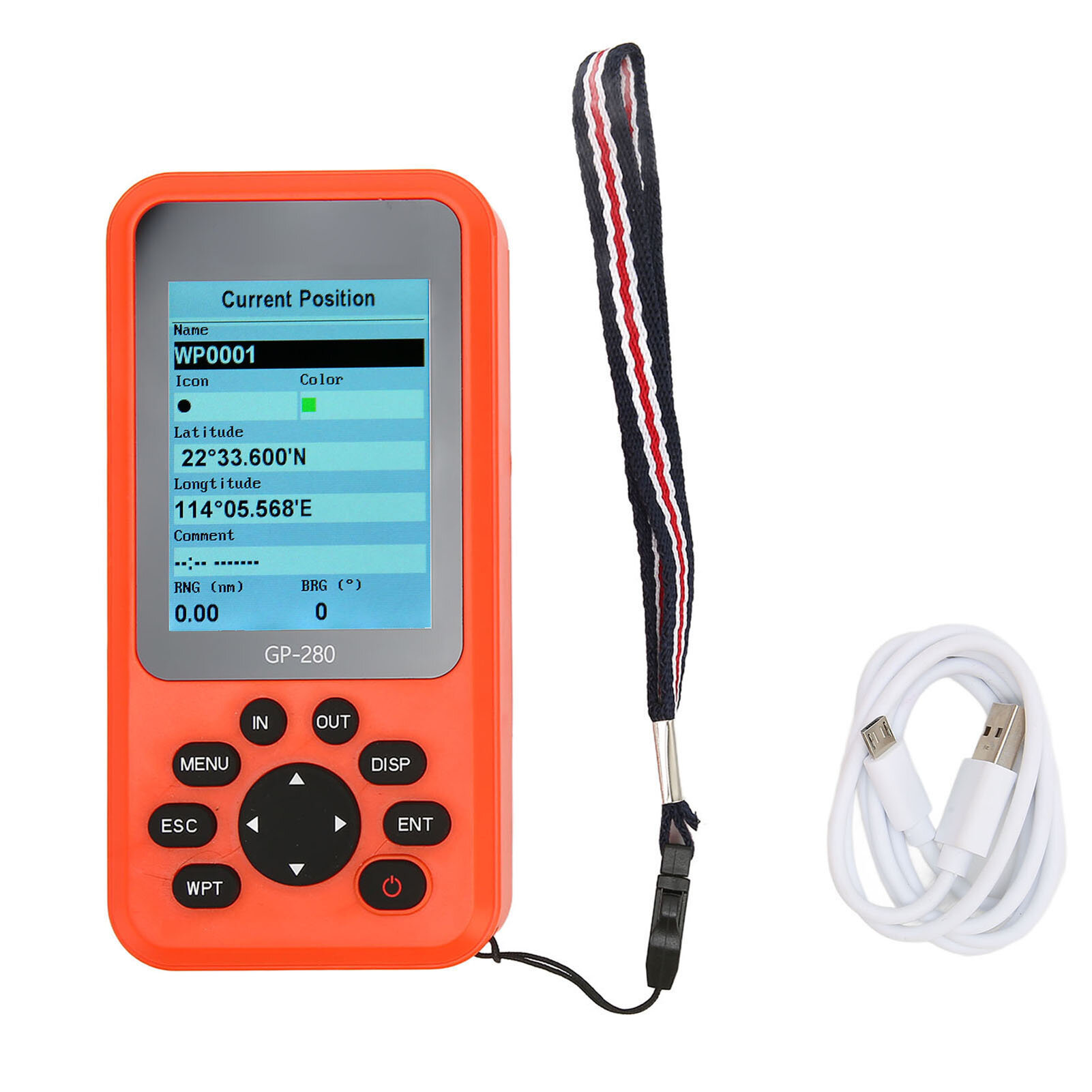 GPS-навигатор 2.6", цветной дисплей, портативный, для транспорта, оранжевый