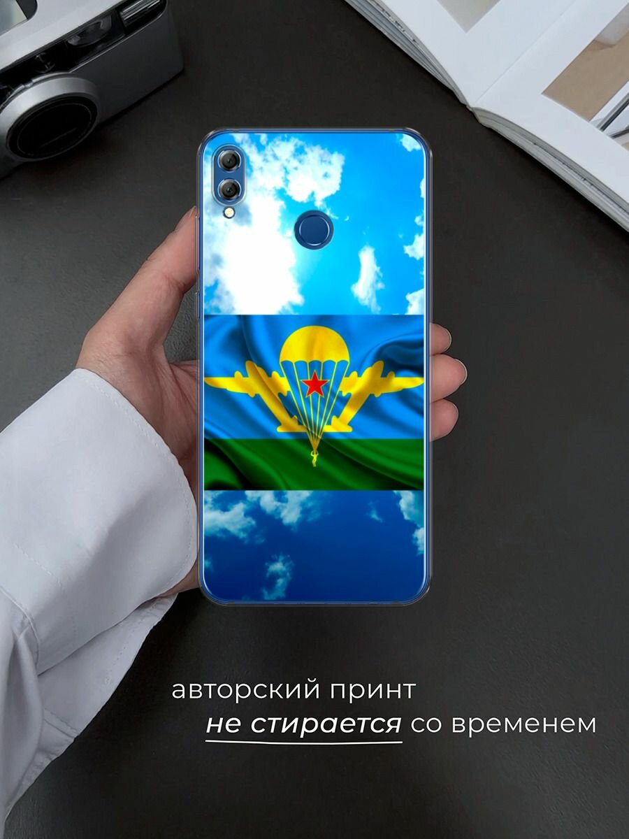 Силиконовый чехол на Honor 8X / Хонор 8Х с принтом "ВДВ флаг в небесах" — фото 1