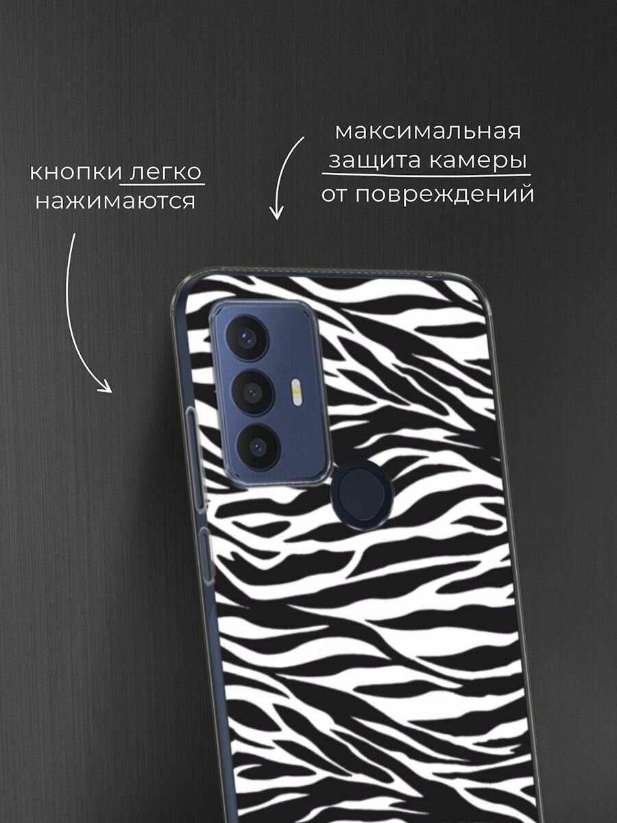 Чехол на TCL 30E/30 SE/305/306 / ТСЛ 30E с принтом "Принт зебра" — фото 1