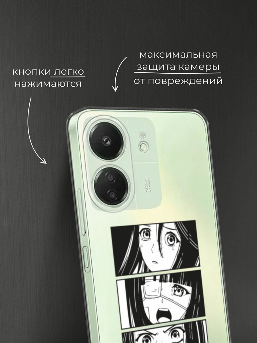 Чехол на Xiaomi Redmi 13C/Poco C65 / Сяоми Редми 13C/Поко С65 с принтом "Tokyo girls", прозрачный — фото 1