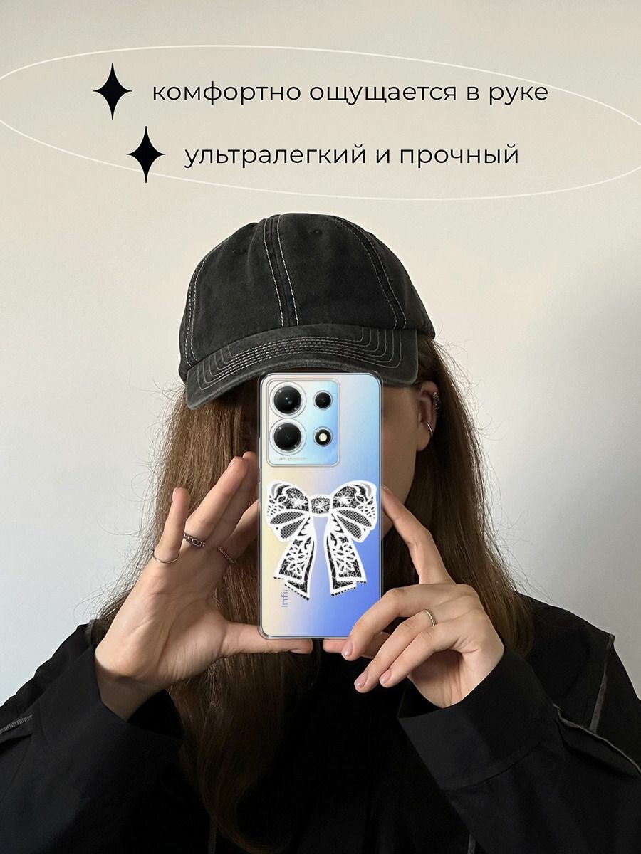 Чехол на Infinix Note 30 4G / Инфиникс Нот 30 4G с принтом "Черно-белый бант 2" — фото 1