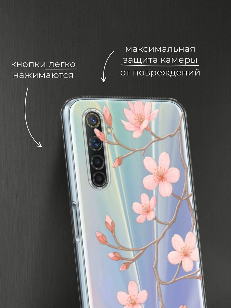Чехол на Realme 6 / Реалми 6 с принтом "Веточка распускающейся сакуры 2" — фото 1