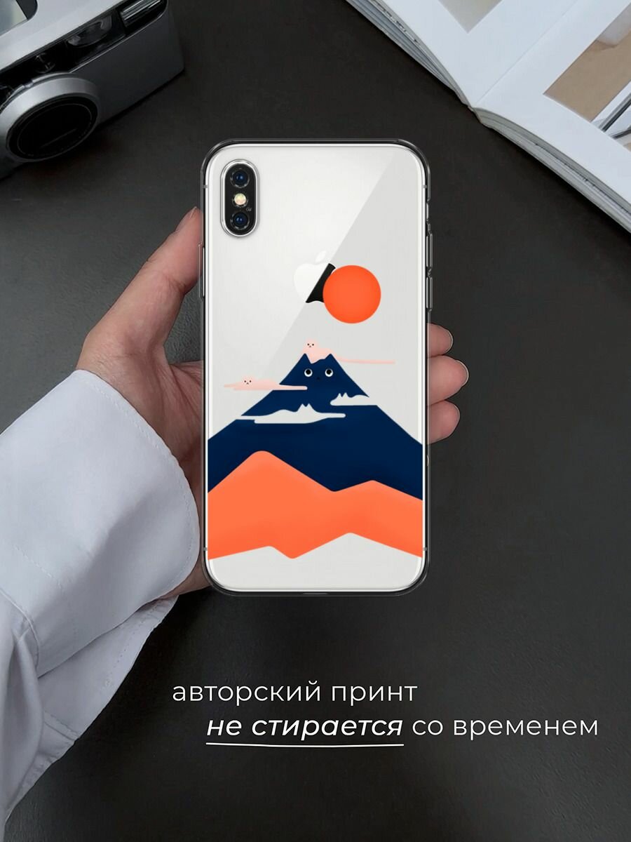 Чехол на Apple iPhone XS Max / Айфон XS Max с принтом "Кот-гора", прозрачный — фото 1